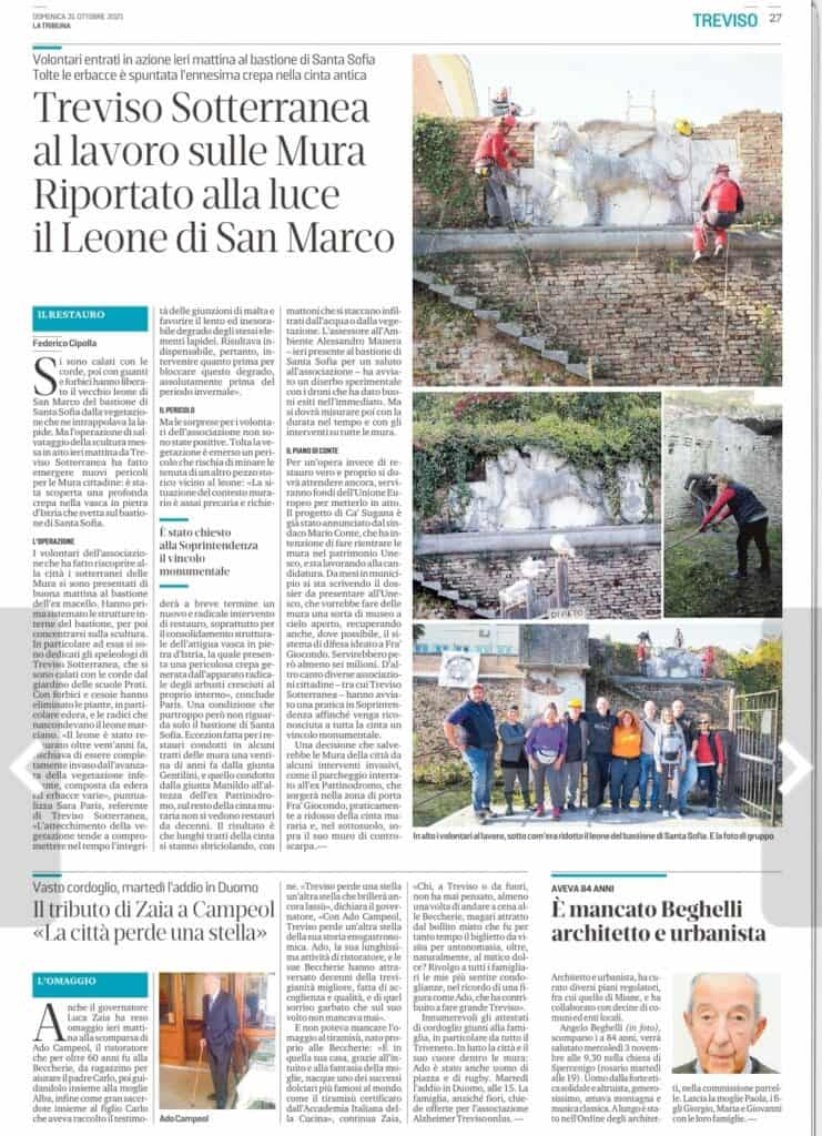 Treviso Sotteranea al lavoro sulle Mura. Riportato alla luce il Leone ...